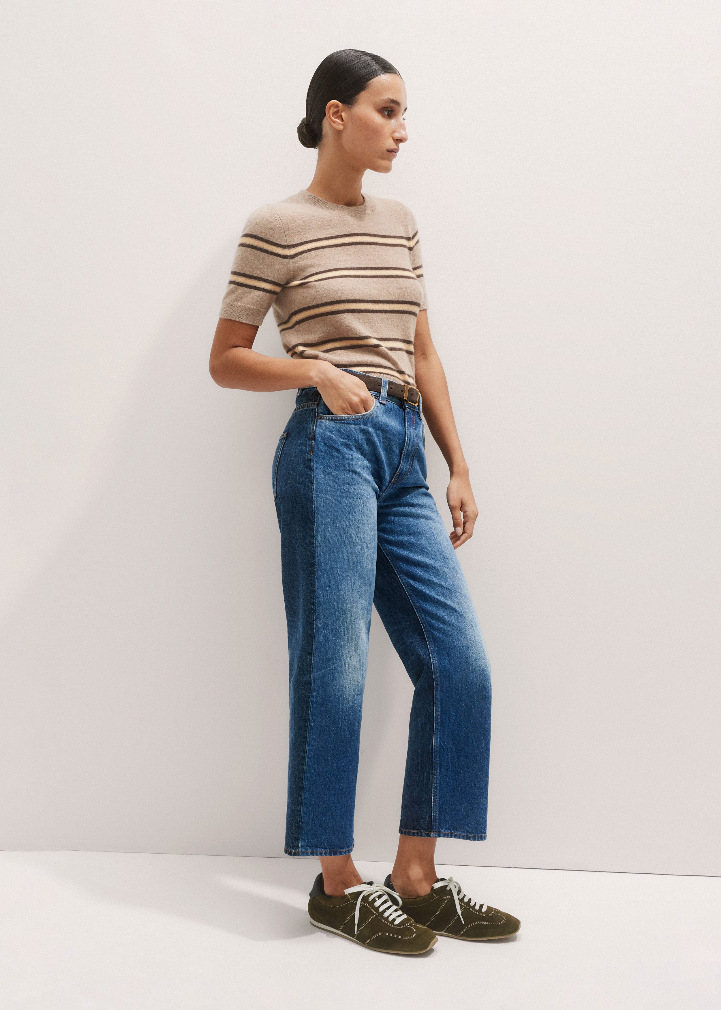 ME+EM Two-Tone Straight Crop Jean
